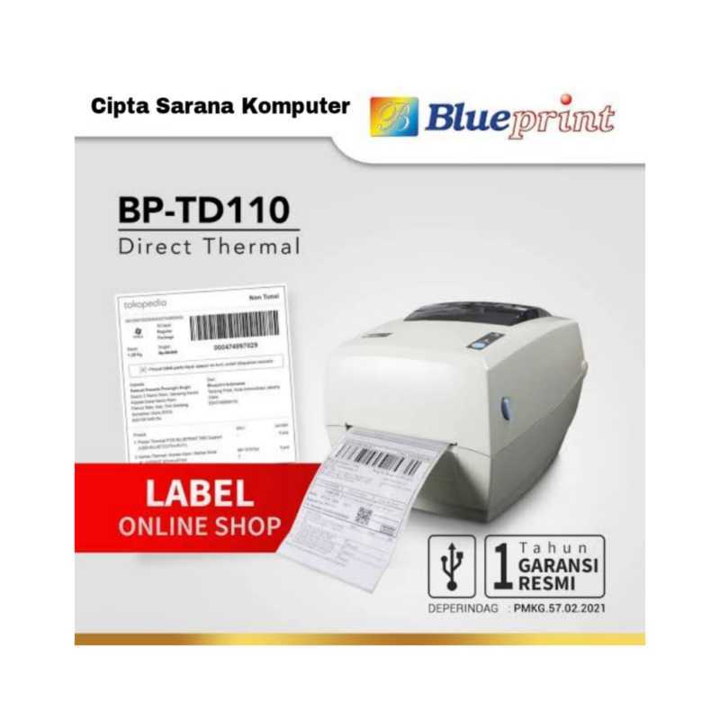 Jual Printer Blueprint Bp-td110 Usb Barcode Thermal Blue Print Label ...