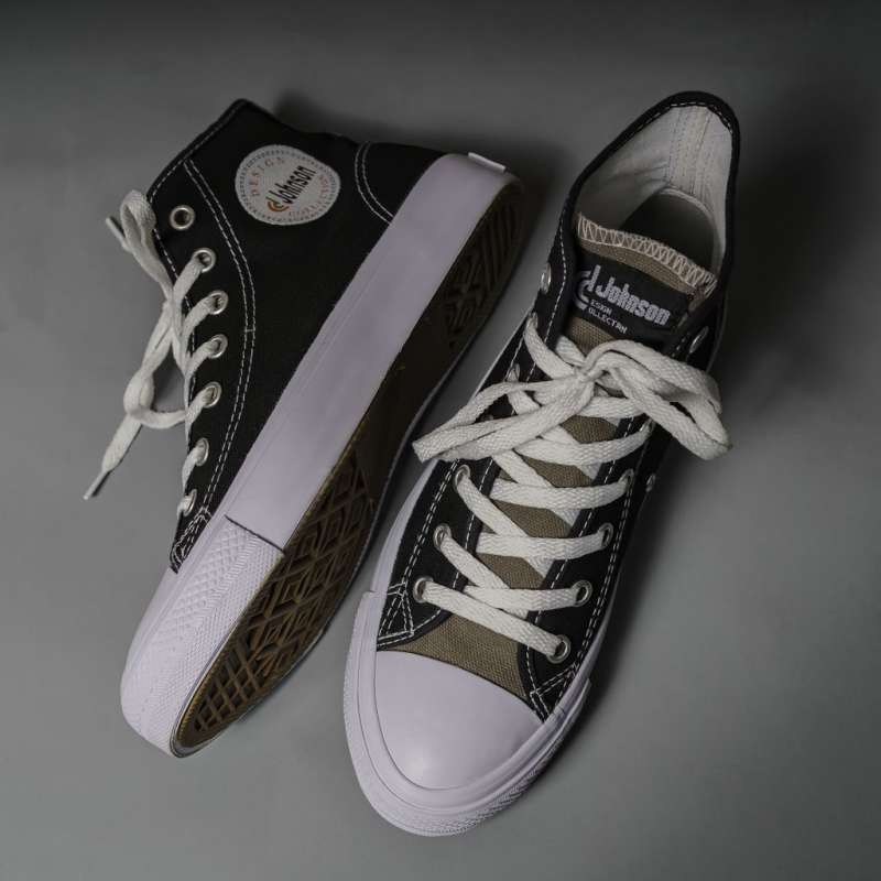 Jual Sepatu Sneakers - Johnson Basic Colour Highcut (hc) Black Grey ...