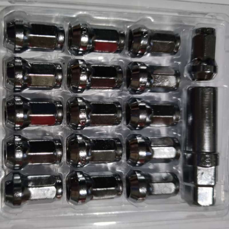 Promo 16pcs + 1 Kunci Mur Roda Racing Max Guard Warna 12 X 1.5 Chrome ...