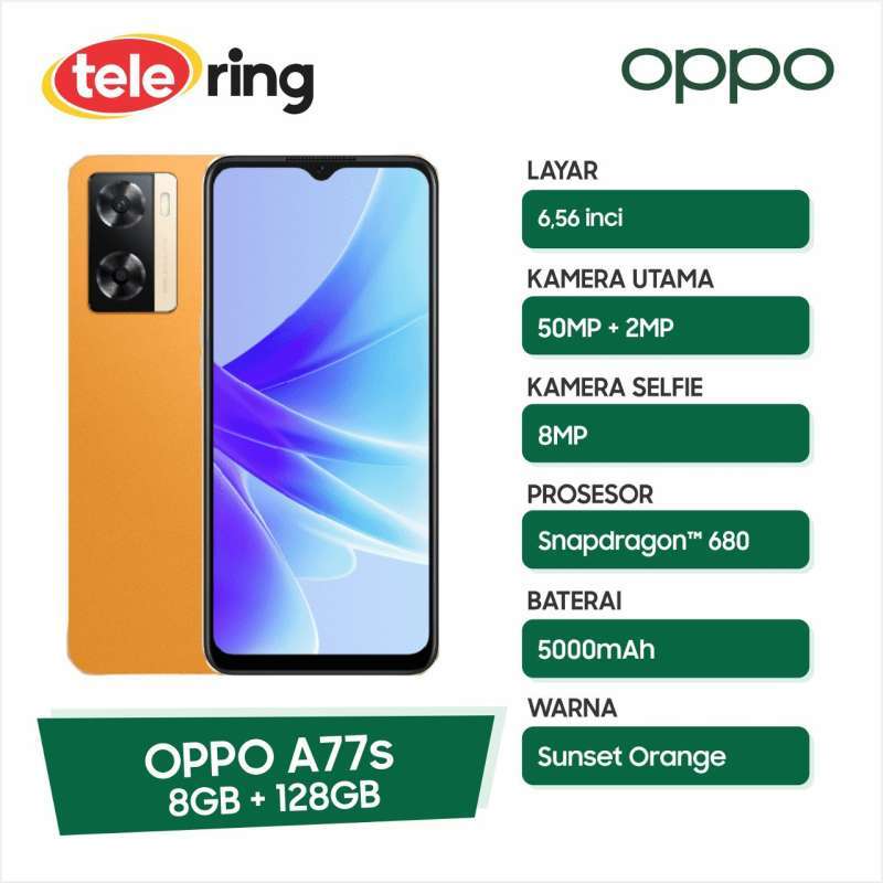 Jual OPPO A77s 8/128GB Bundling TWS - Sunset Orange di Seller Telering ...