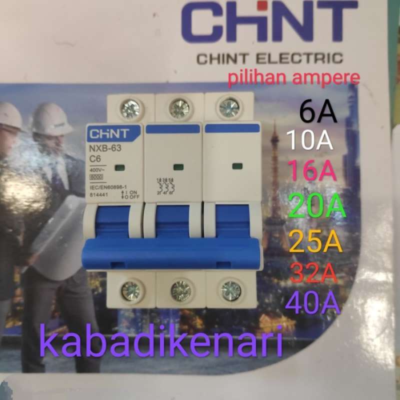 Promo Mcb Chint 3P / 3 Phase Eb 6A S/D 40A 4,5Ka Breaker Din Rel Panel Box Diskon 17% di Seller ...