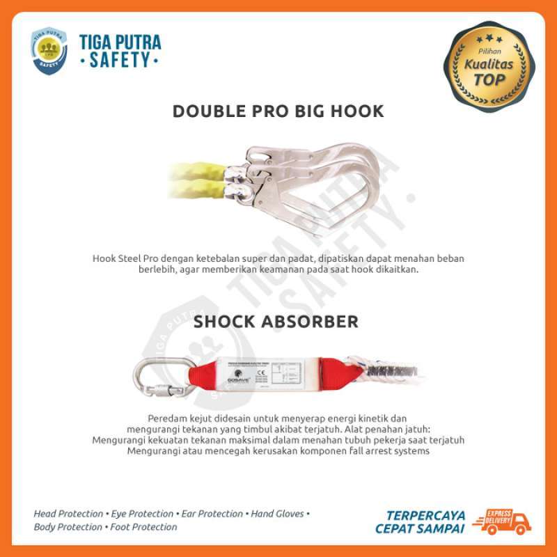 Jual Gosave Full Body Harness Pro Absorber Double Lanyard Big Hook Safety B Di Seller Mikazu ...