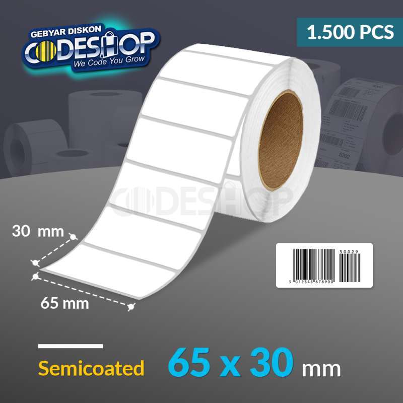 Jual Codeshop Label Semicoated 65 x 30 mm 1 Line Stiker Printer Barcode ...
