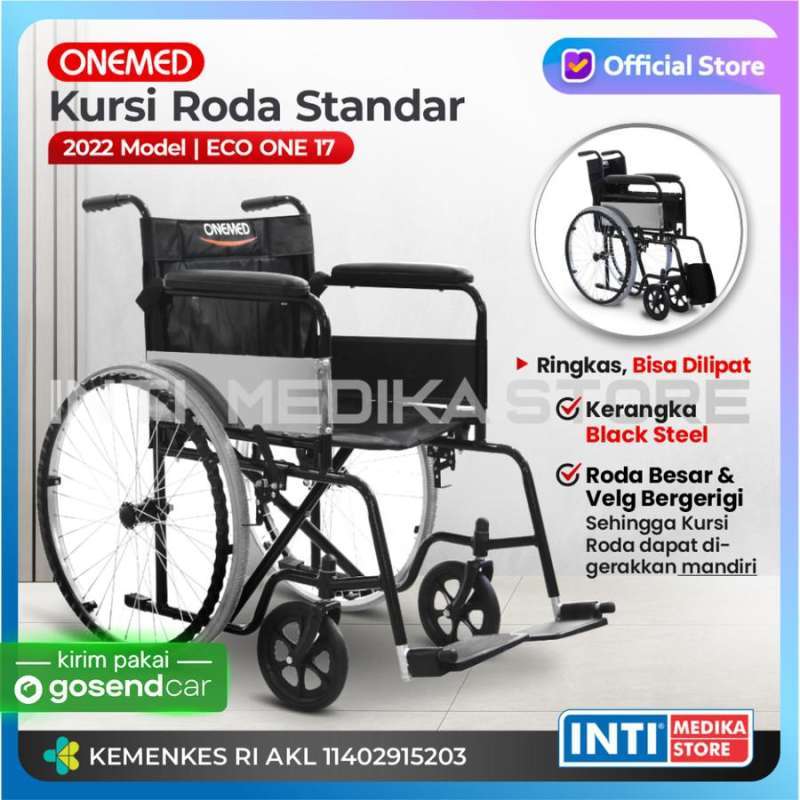 Jual ONEMED - Kursi Roda STANDAR Rumah Sakit Black Steel Gerigi ECO ONE ...
