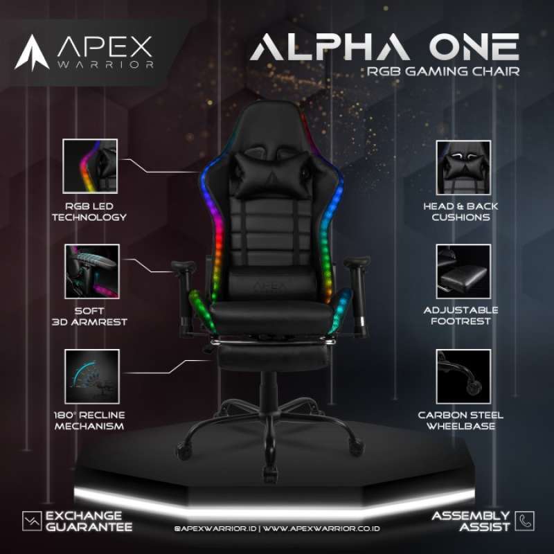 Promo Alpha One Rgb Gaming Chair Led Kursi Gaming Premium Apex Warrior ...