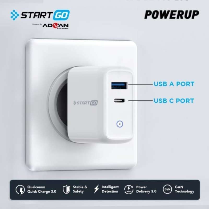 Jual Advan Start Go Charger 65w Gan Tech White - Android Ios Garansi ...