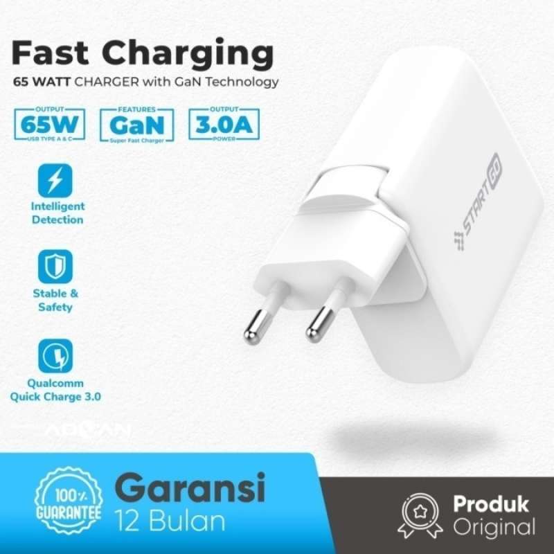 Jual Advan Start Go Charger 65w Gan Tech White - Android Ios Garansi ...