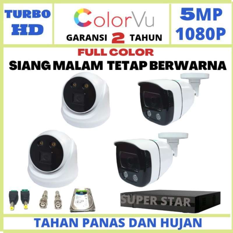 Jual Paket Cctv Color Vu 4 Channel 4 Kamera 5mp 1080p Turbo Hd Ic Sony ...