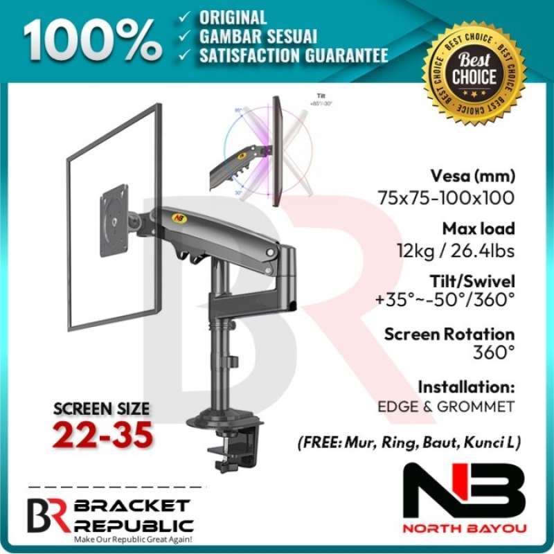 Promo Bracket Tv Monitor 22 24 27 32 34 Inch North Bayou Nb H100 Arm ...