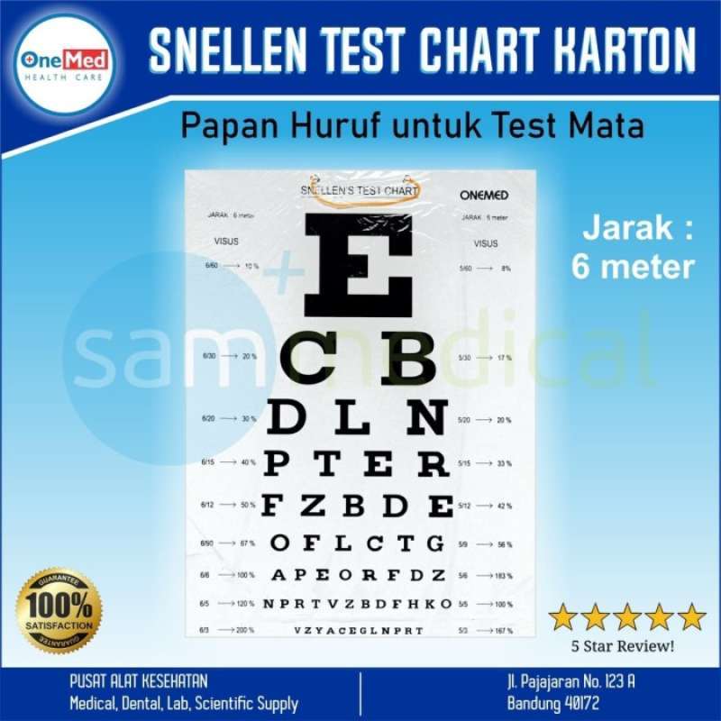 Jual Onemed Snellen Test Chart Karton atau Papan Huruf Tes Mata di ...
