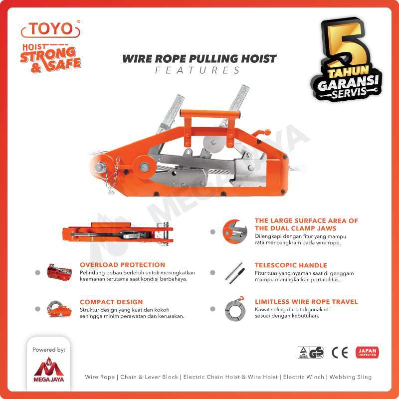Jual Toyo Wire Rope Pulling Hoist / Tirfor 5.4 Ton X 20 Meter Di Seller ...