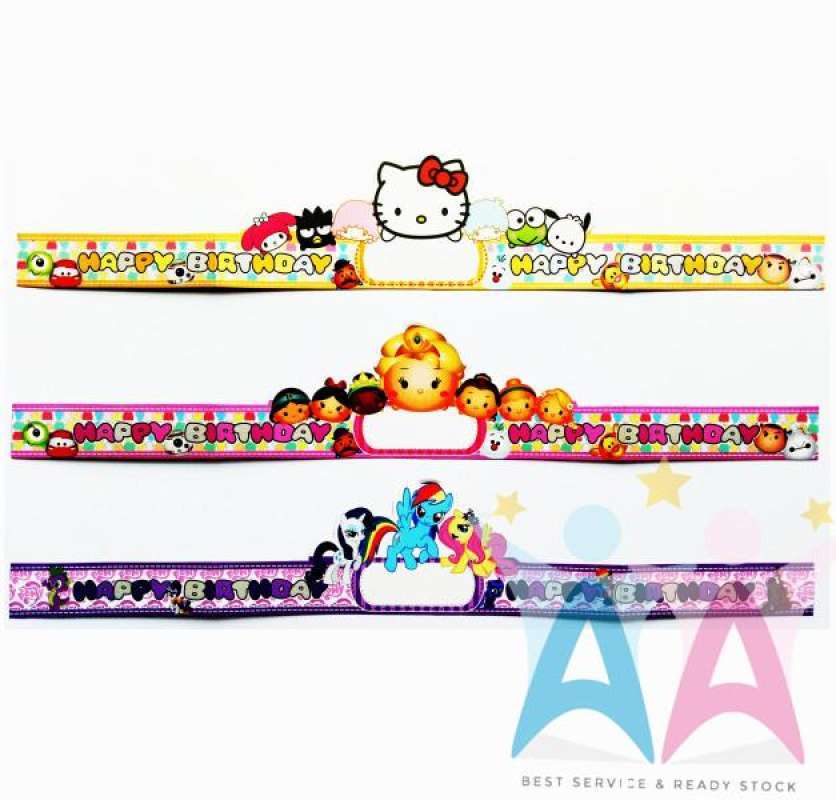 Jual Topi Ulang Tahun Lingkar Premium Little Pony Princess Kitty Mickey ...