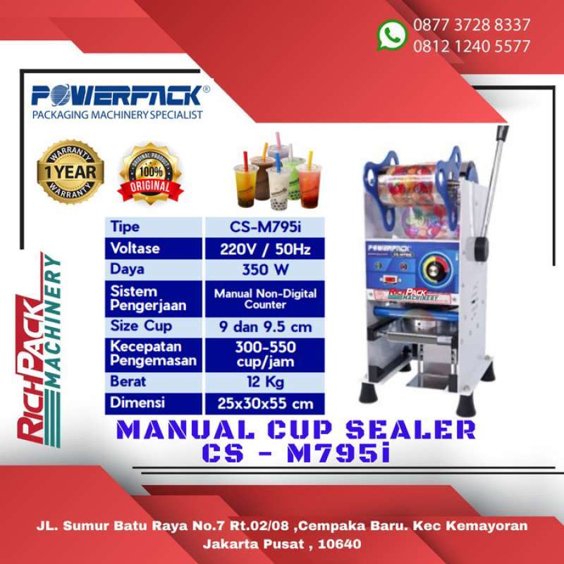 Promo Mesin Segel Gelas Plastik Powerpack Cs-M795I Cup Sealer Ukuran ...