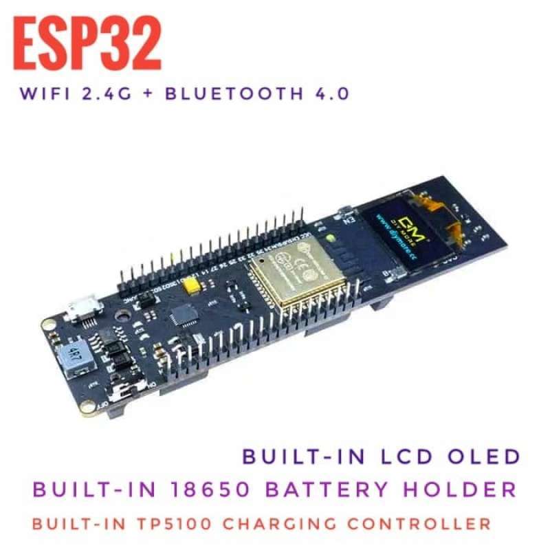Promo Esp32 Esp8266 Esp-32 Wifi Bluetooth Ble + Oled Display + 18650 Battery Diskon 11% Di ...