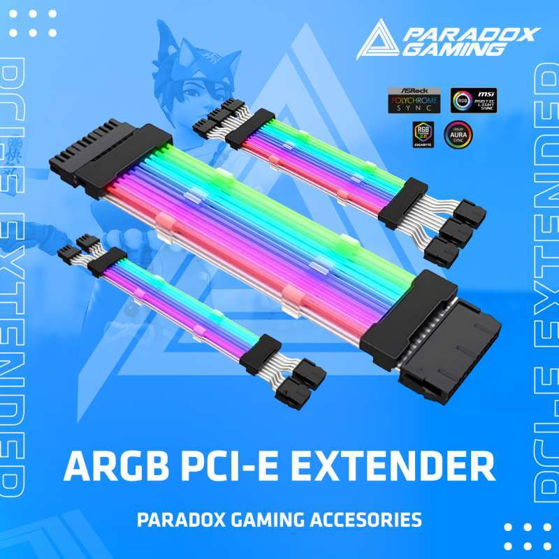 Promo PARADOX GAMING ARGB PCI-E CABLE EXTENDER - 3XPCI-E 6+2 ARGB ...