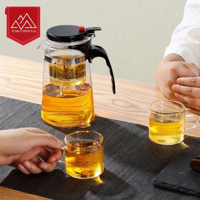 Promo TEA INFUSER POT 750ML PUSH BUTTON TEKO TEH SARINGAN KACA TEA POT ...