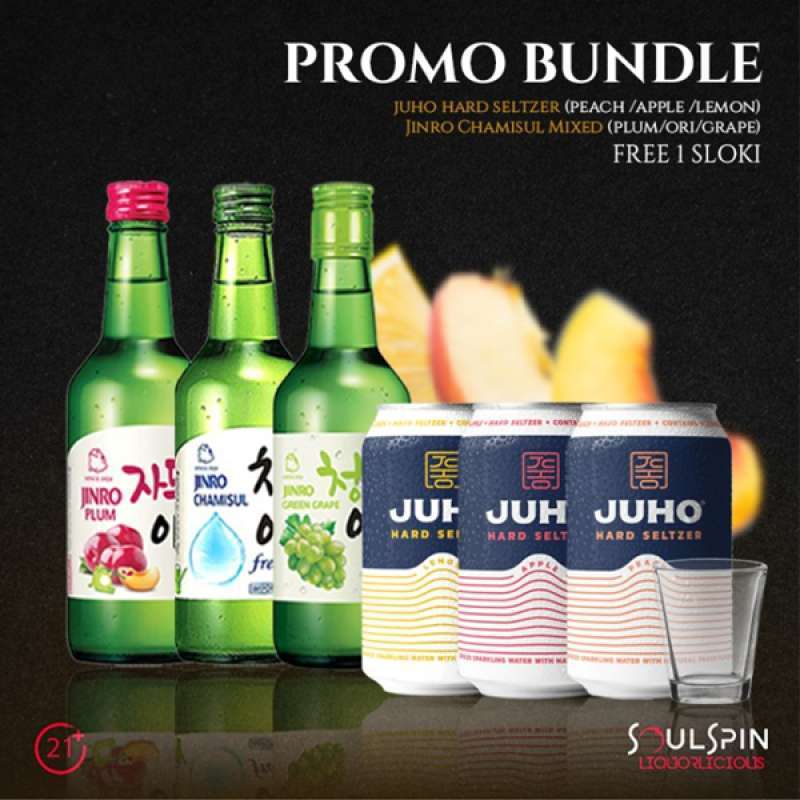 Jual 3 JUHO Hard Seltzer Mix + 3 JINRO Soju Mix (1 gelas sloki gratis ...