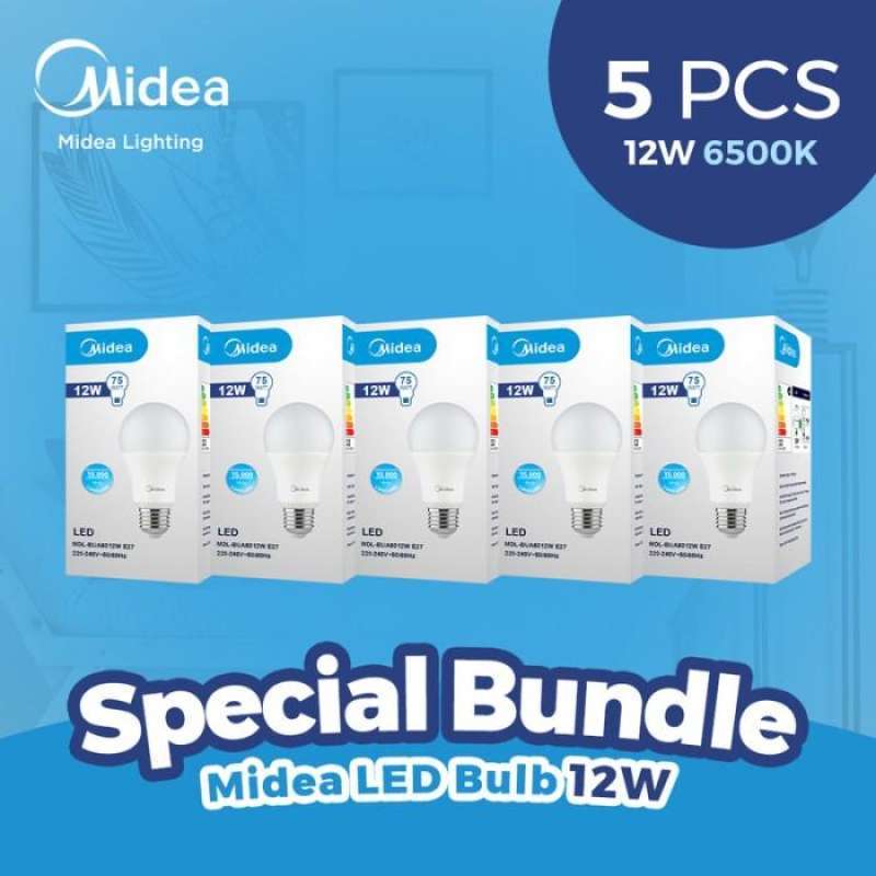 Promo Midea Bundle Lampu Led Bulb 12 Watt 6500k Putih - Isi 5 Pcs Diskon 28% Di Seller Midea ...