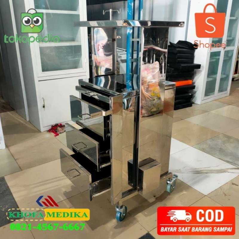 Promo Trolley Emergency Medis Bahan Stainless Dan Besi Diskon 23% di ...