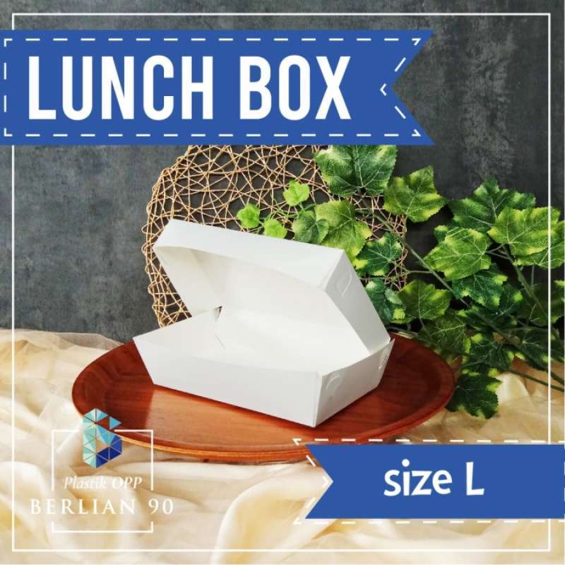 Promo paper lunch box kertas ukuran l isi 50 lembar kotak nasi putih ...