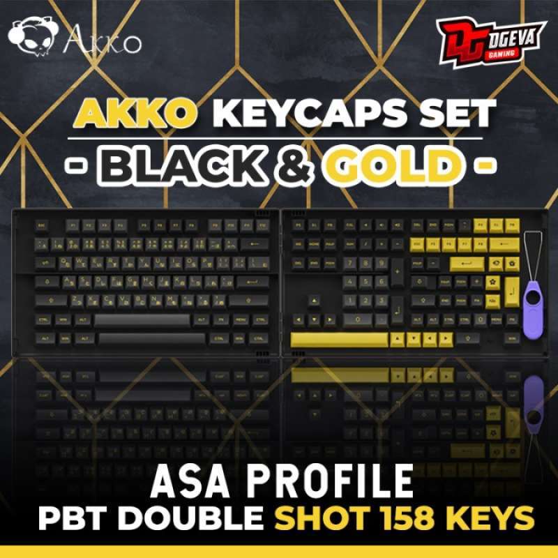 Jual Akko Black & Gold Hiragana Version ASA Profile PBT Keycaps 158 ...