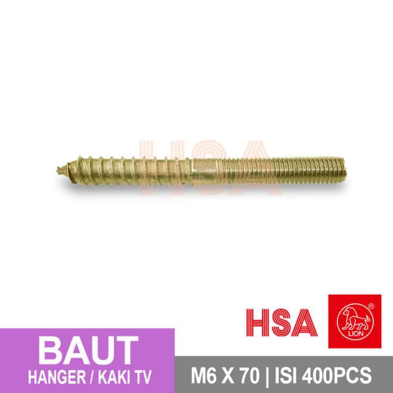 Promo HANGER BOLT / BAUT KAKI TV KUNING LION M6 X 70 | ISI 400PCS Diskon 33% di Seller ...