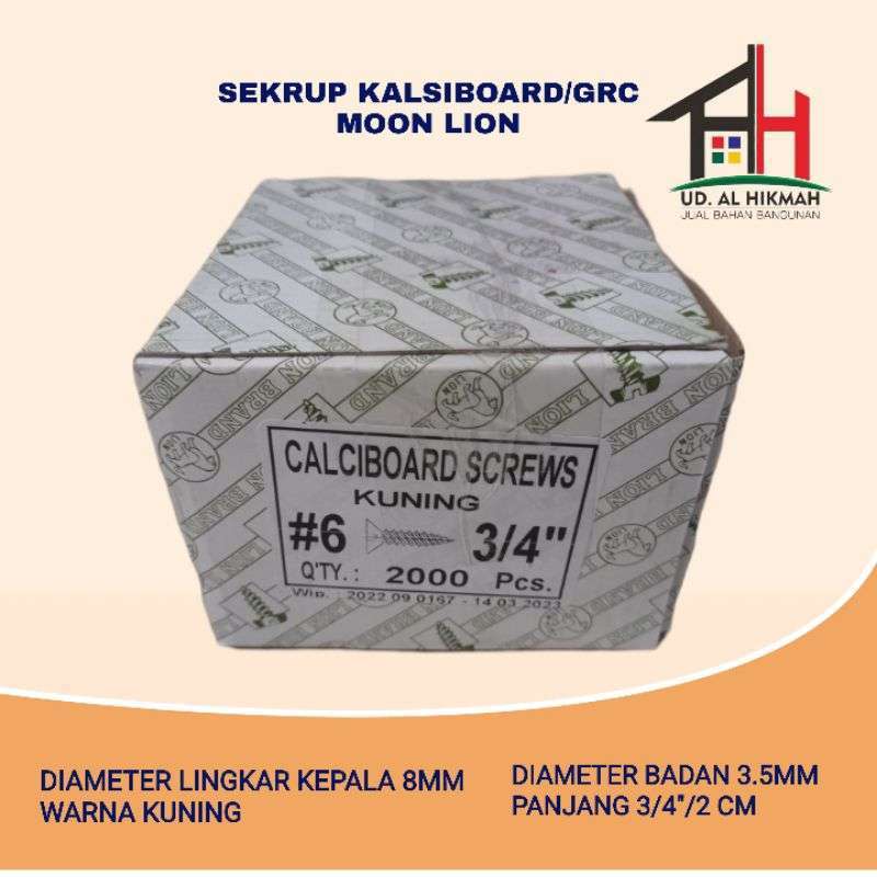 Jual Skrup Grc Kuning 6 X 3/4 Calciboard Screw 6 X 3/4 Lion Brand Isi ...