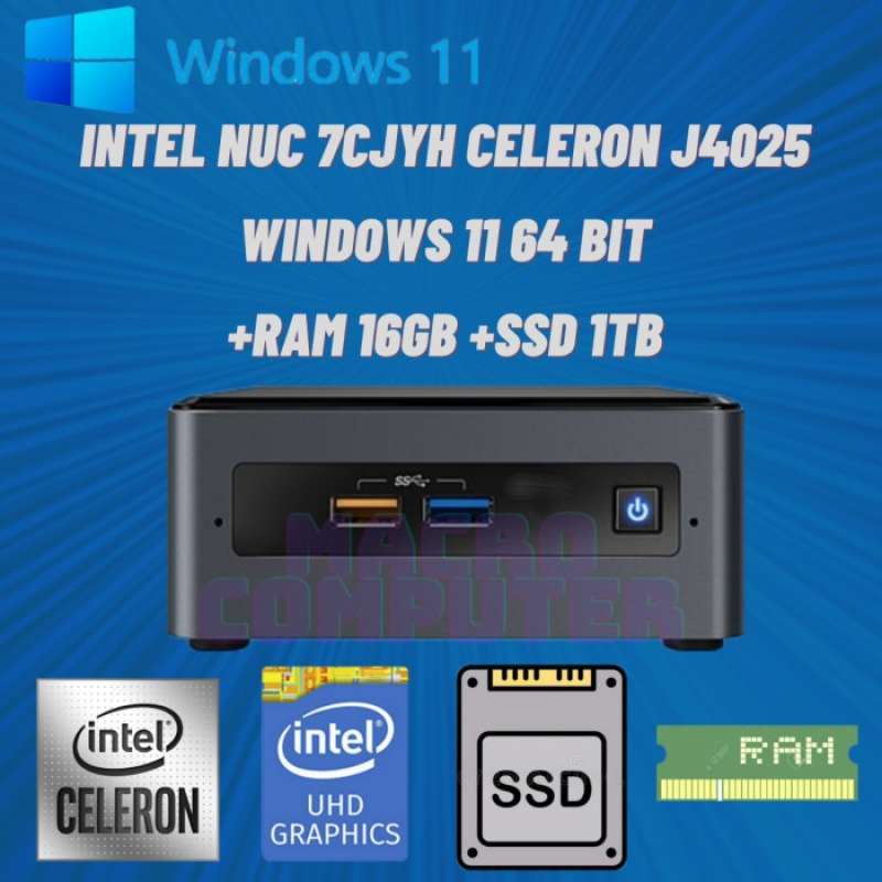 Promo Intel Nuc +win 11 +ram +ssd - Nuc 7cjyh / Nuc7cjyhn / Nuc Celeron ...