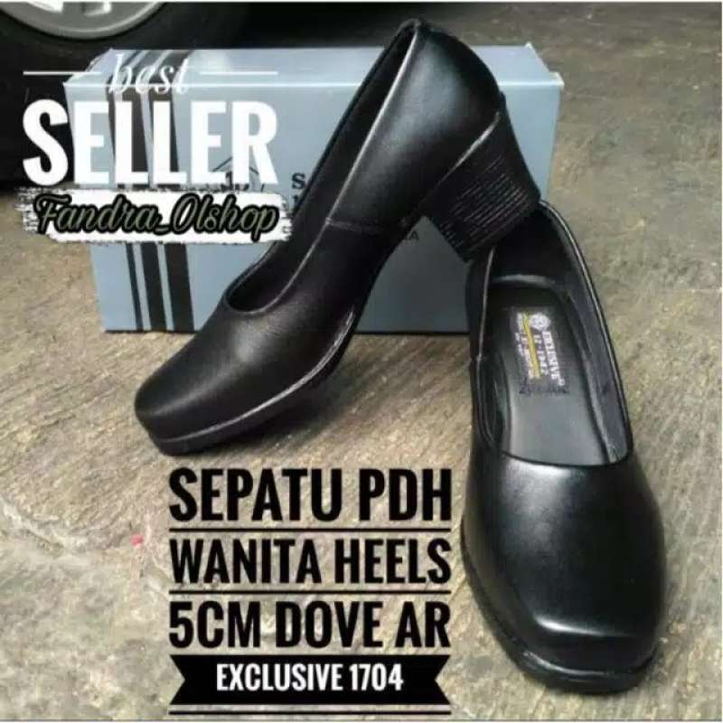 Promo Exclusive Sepatu PDH Pantofel Dinas Wanita Kulit Hitam Dove Heels ...