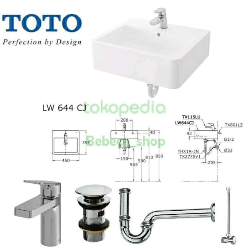 Promo Wastafel Toto Lw 644 Cj W/F Putih Complete Set Kran Dingin ...