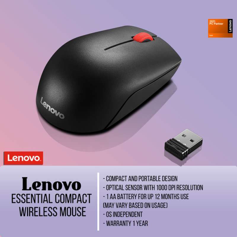 Jual Lenovo Essential Compact Wireless Mouse L300 + Batre Original di ...