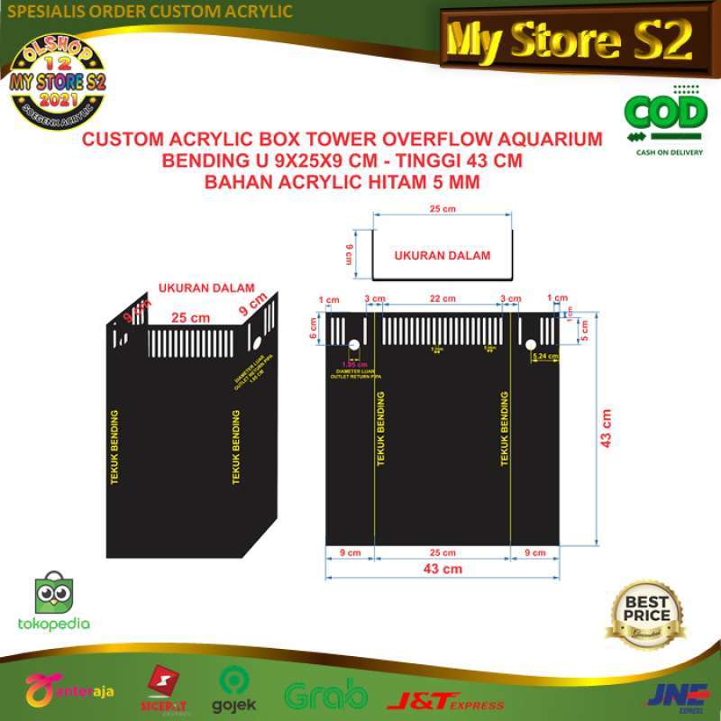 Promo Custom Acrylic Box Tower Overflow Aquarium Bending U Berbagai ...