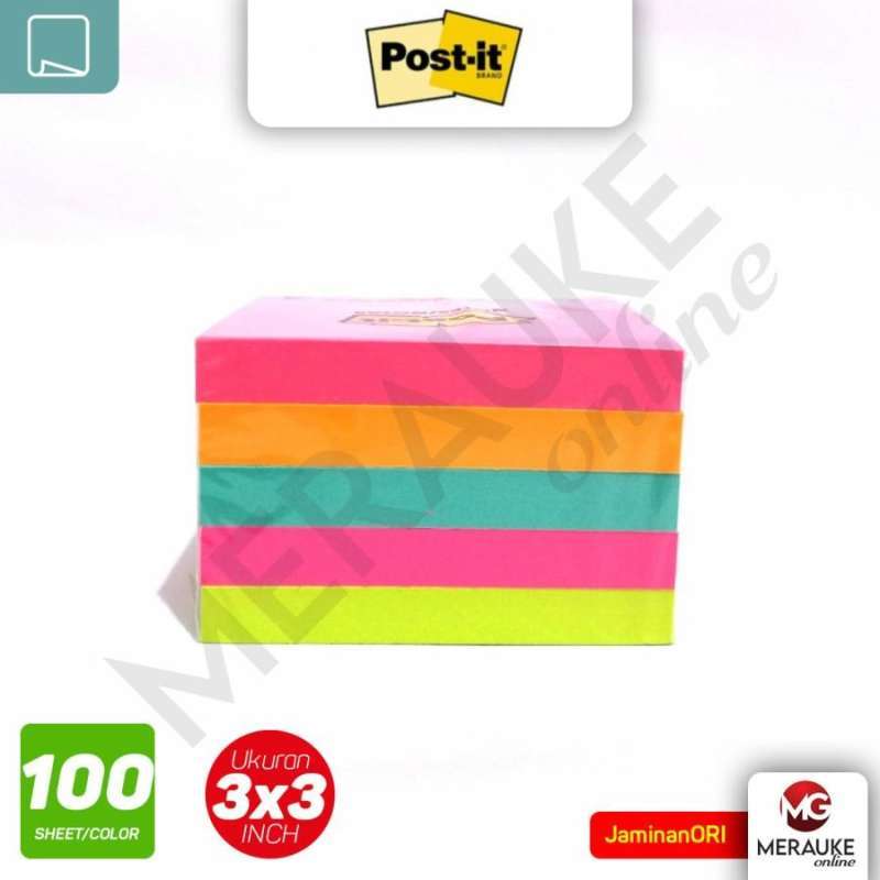 Jual 3M Post-it Sticky Notes 654-5PK 3x3 500 Lembar - 5 Warna Neon di ...