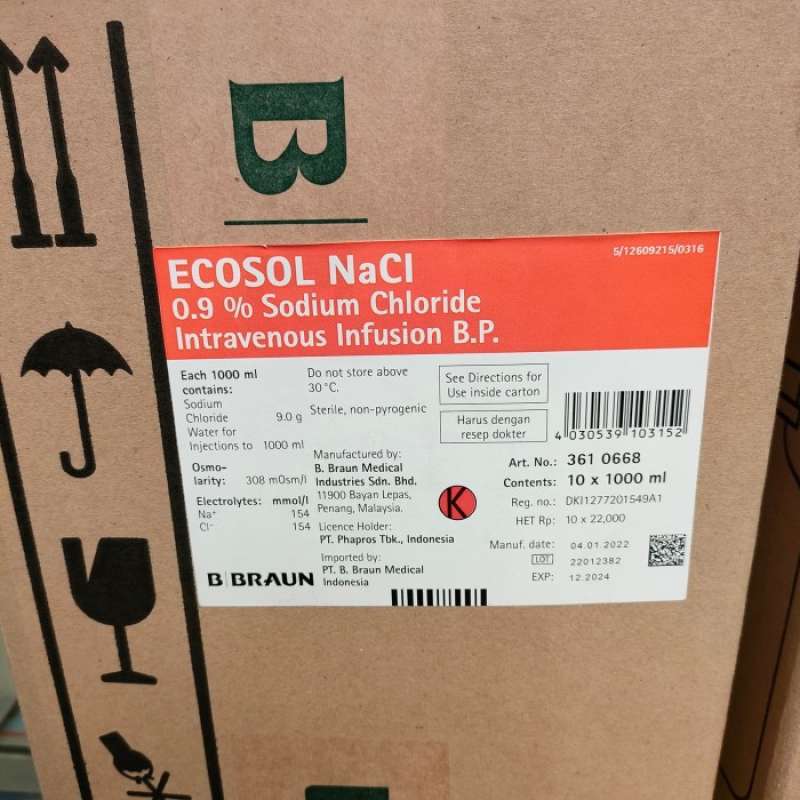 Jual Nacl 1000ml Bbraun 1 Karton (10 Botol) Di Seller Bergas Selalu ...