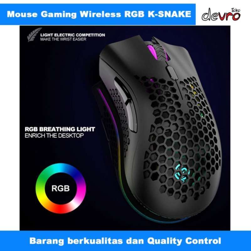 Promo Mouse Gaming Wireless RGB Honeycomb 3 DPI Gear 2.4GHz - K-SNAKE ...