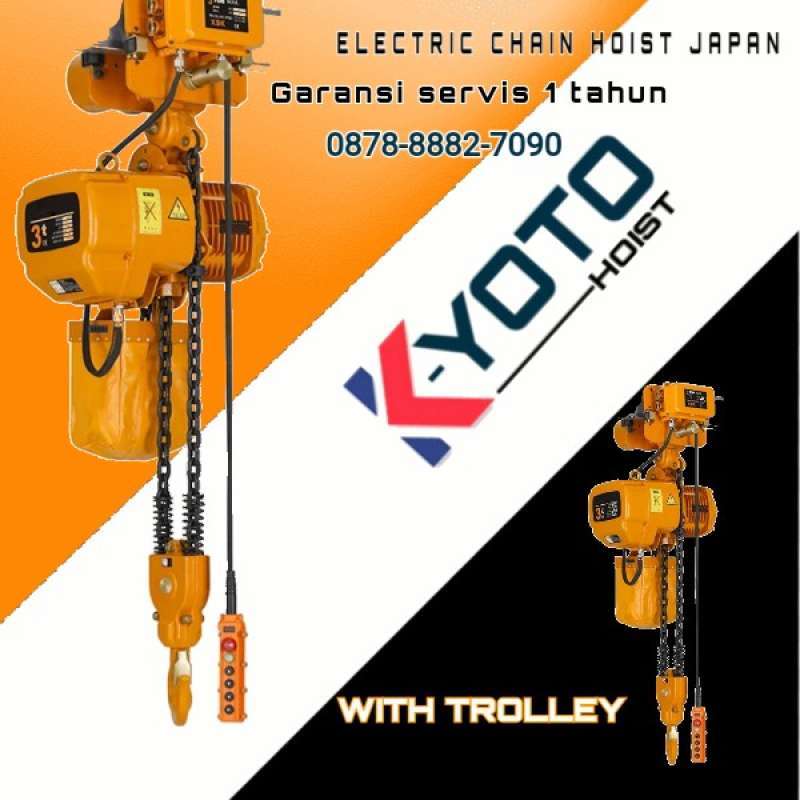 Promo Electric chain hoist 3 ton x 6meter Pluss trolley 380volt K-YOTO ...