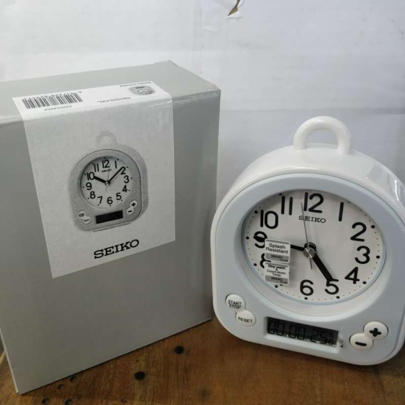 Promo Jam Meja Weker Seiko Qhg042l Spalsh Resist Stopwatch Diskon 29% ...