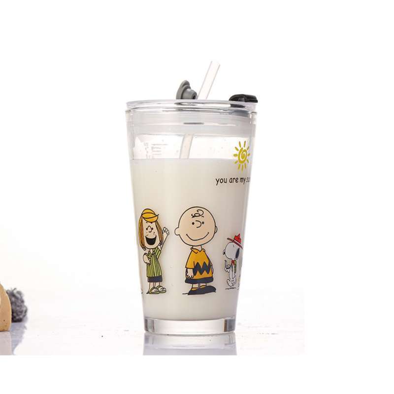 Jual TUMBLER KACA MOTIF KARAKTER LUCU + SEDOTAN GLASS WARE 450ML ...