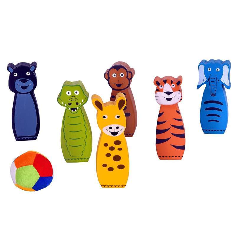 Jual Desi Toys Bowling Game for Kids Jungle Animal Themed 6 Pins & 1 ...