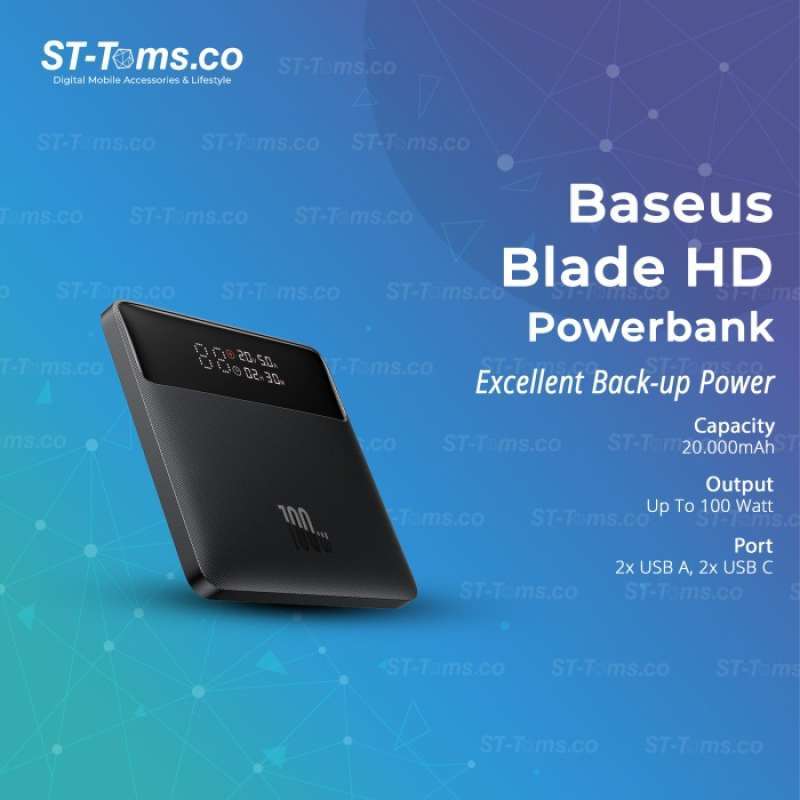 Jual Baseus Blade High-density HD Laptop Power Bank 100W 20000mAh ...