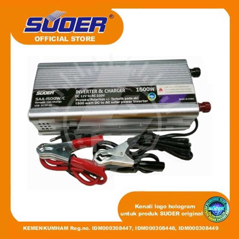 Jual Power Inverter 1500 Watt 12 Volt Saa 1500w Charger 10 Ampere Suoer ...