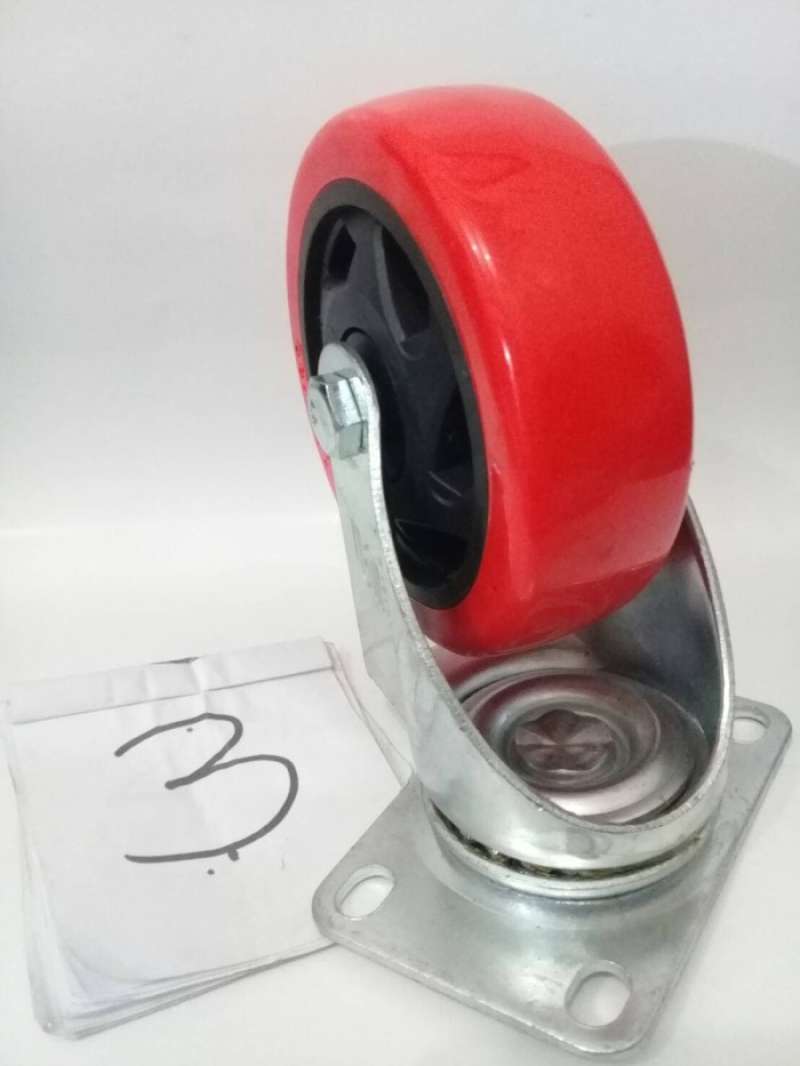 Promo PAKET SET RODA PU 4 INCH RODA MATI RODA HIDUP RODA HEAVY DUTY ...