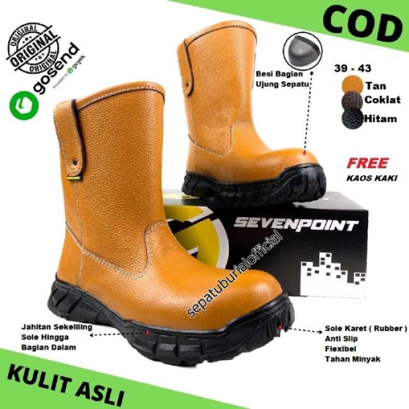 Promo Sepatu Safety Boots Proyek Kulit Sapi Asli Kerja Lapangan Septi ...