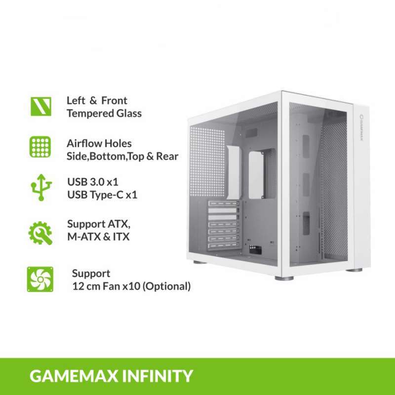 Jual Gamemax Infinity Atx Gaming Pc Case - White Di Seller Ibos Store ...