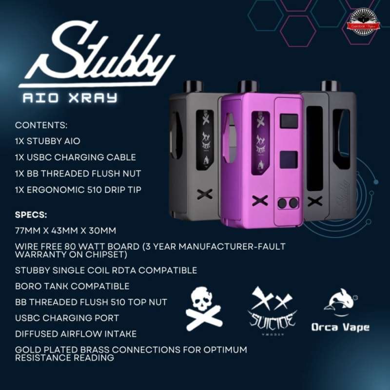 Jual Stubby AIO X-RAY 80W 18650 Boro AIO Kit - Stubby Xray by Orca Vape ...