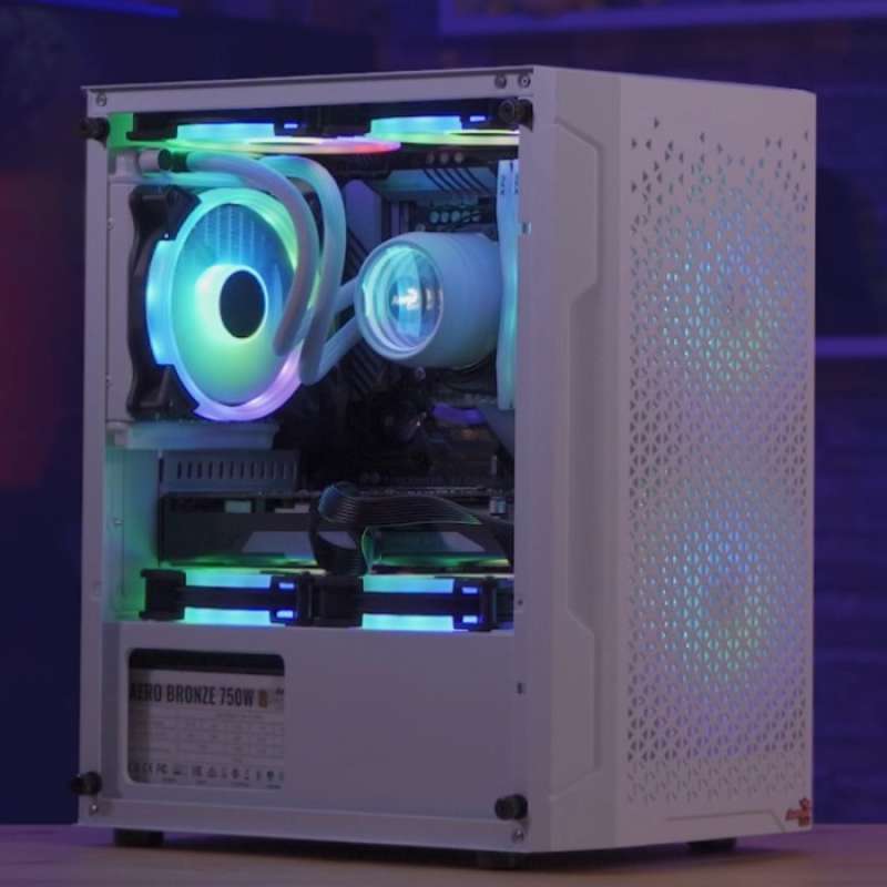 Promo Aerocool Trinity Mini White V2 Frgb Tempered Pc Case Gaming ...