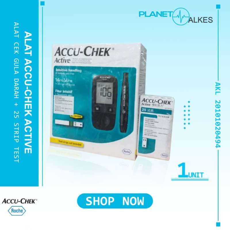 Jual Alat Accu Chek Active Glucose Test Diabetes Free 25 Strip Accu ...
