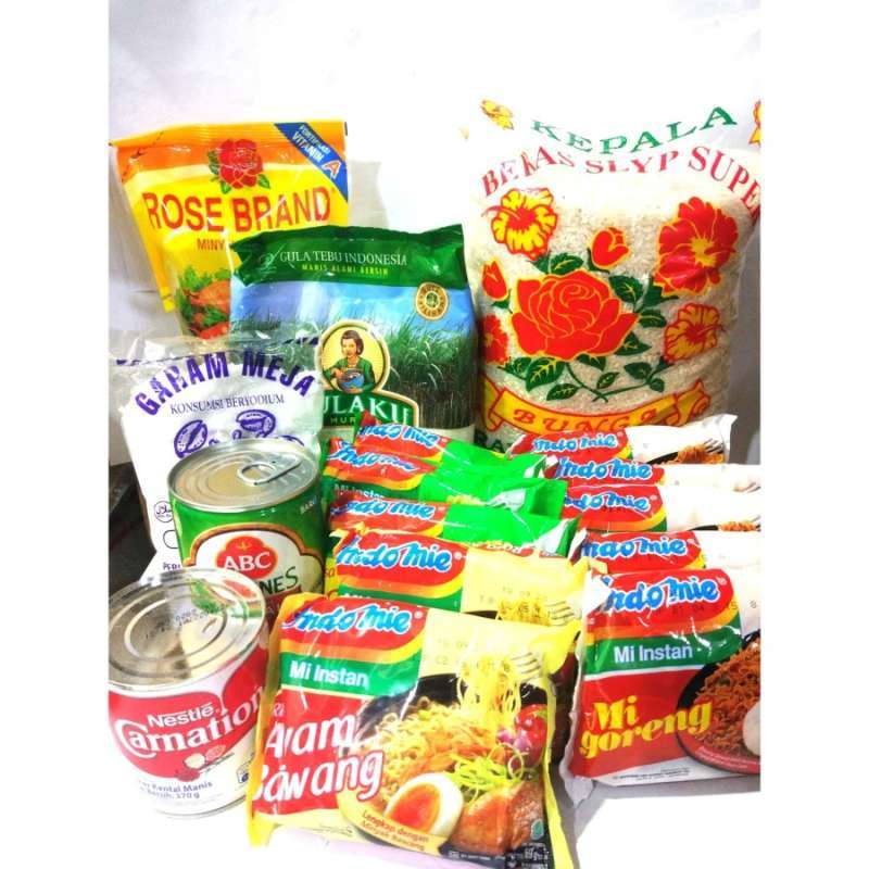 Jual Paket Sembako Lengkap (Beras 5Kg Sarden Skm Indomie Gula Garam ...