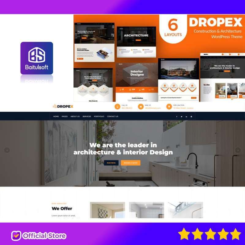 Promo DROPEX - ARCHITECTURE WORDPRESS THEME BY BAITULSOFT Diskon 99% di ...