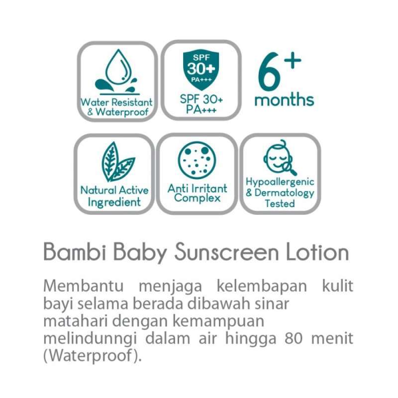 Jual Bambi Baby Sunscreen Lotion / Sunblock Bayi Spf 30+ 100 Ml Di ...